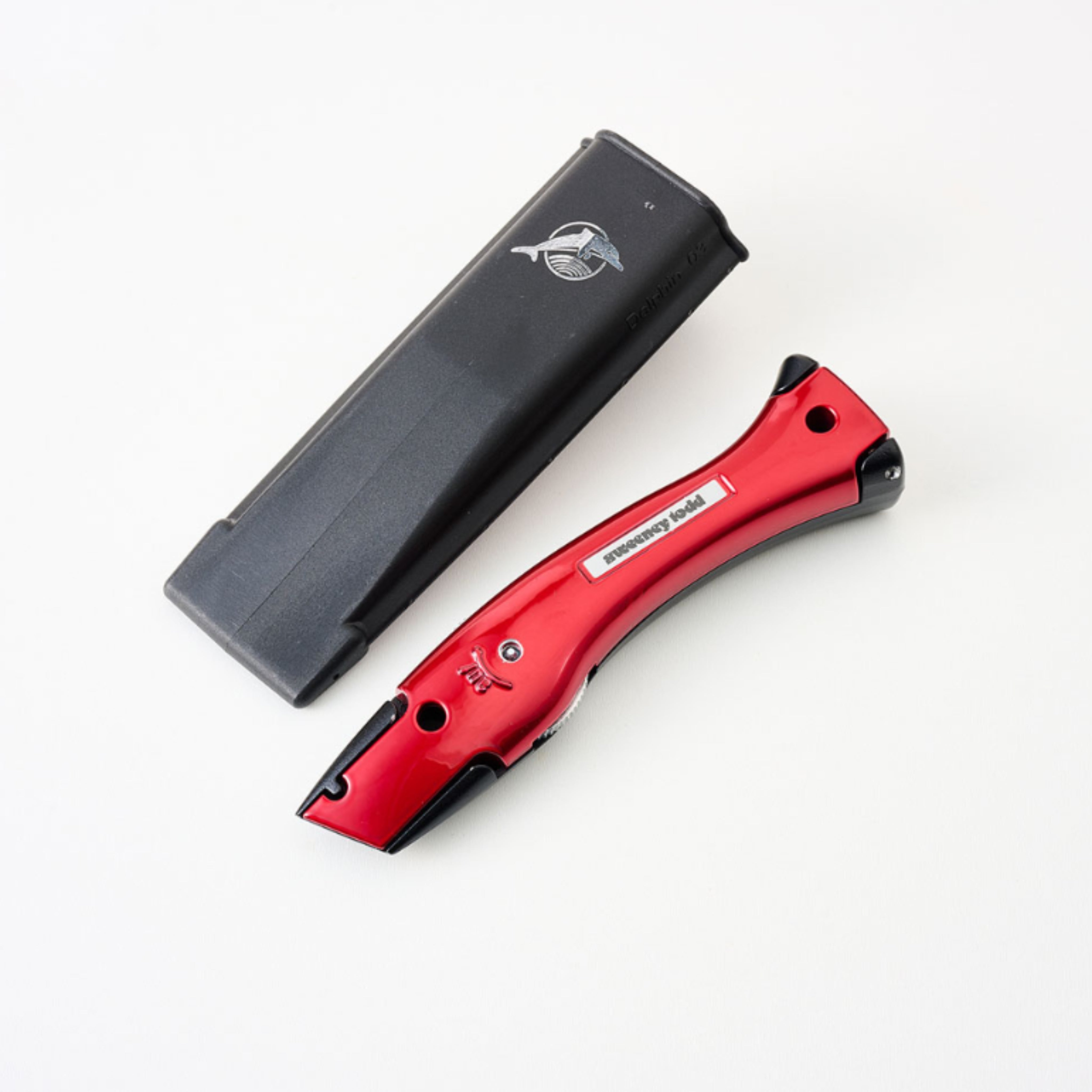 Delphin Knife 10282 with Holster – Matt Black & Candy Red Fixed Blade ...
